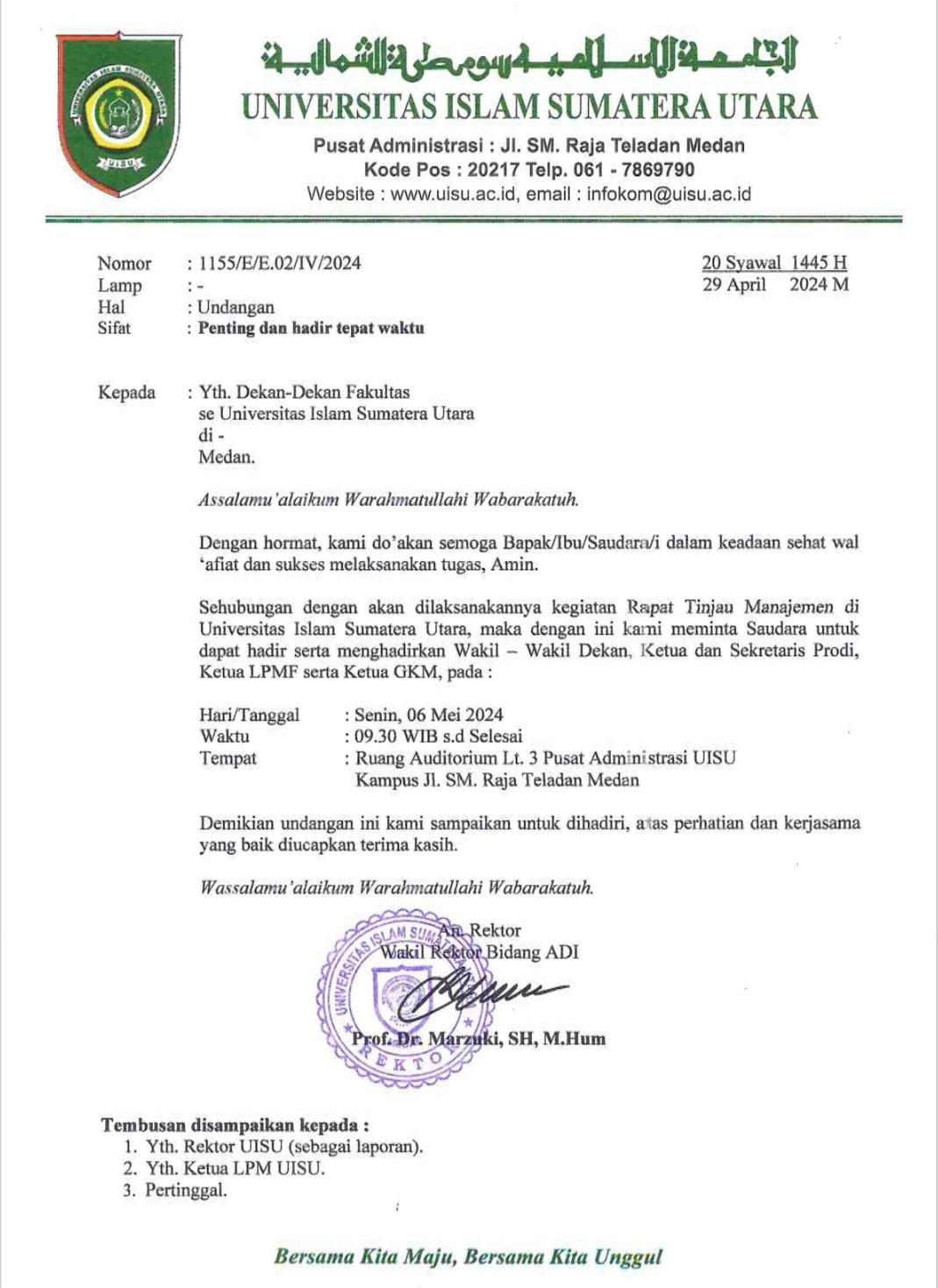Undangan Rapat Tinjauan Manajemen T.A. 2022-2023 – LPM UISU